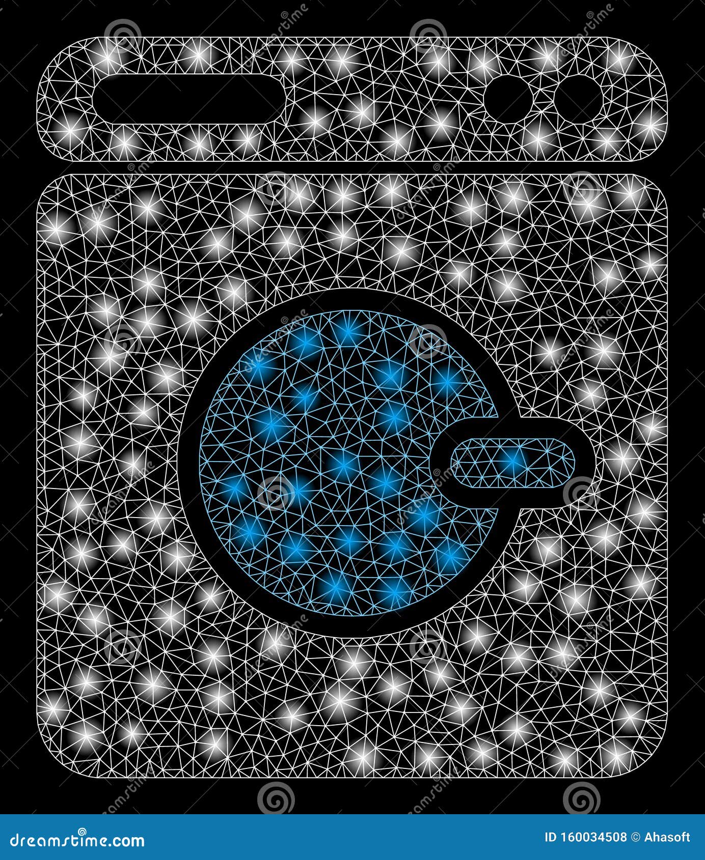 Glowing Mesh 2D Washing Machine with Light Spots Stock Vector ...