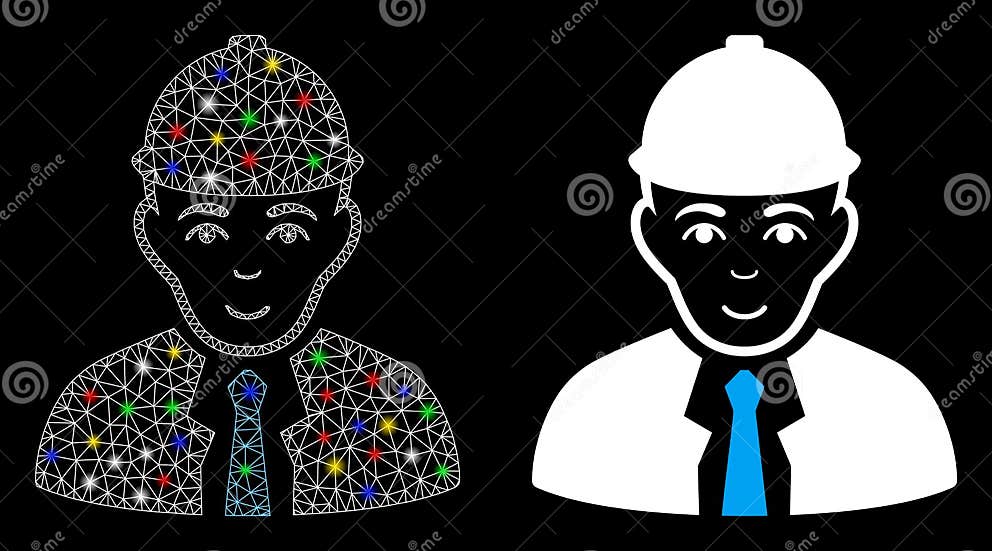 Glowing Mesh Network Engineer Icon with Light Spots Stock Vector ...