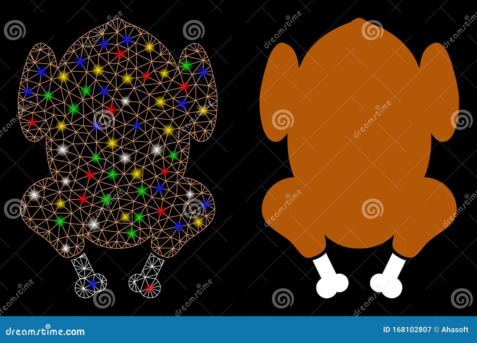 Flare Mesh 2D Fried Chicken Icon with Flare Spots Stock Vector ...