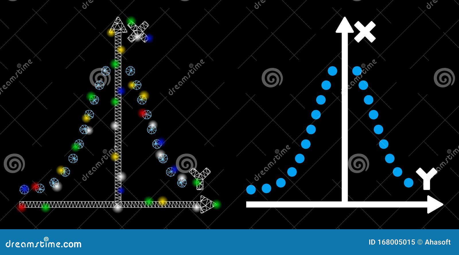 Flare Mesh Carcass Gauss Plot Icon with Flare Spots Stock Illustration ...