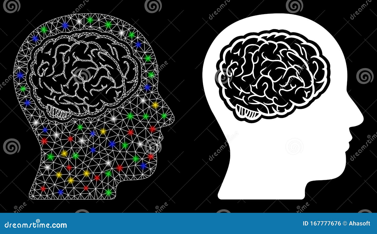 Flare Mesh 2D Head Brain Icon with Flare Spots Stock Illustration ...