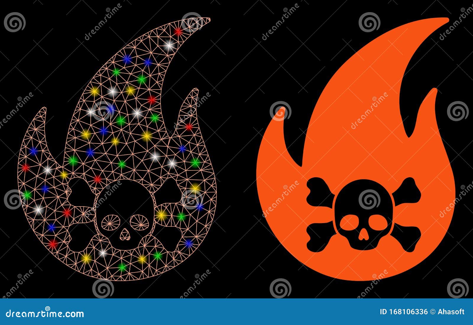 Flare Mesh Network Hellfire Icon with Flare Spots Stock Vector ...