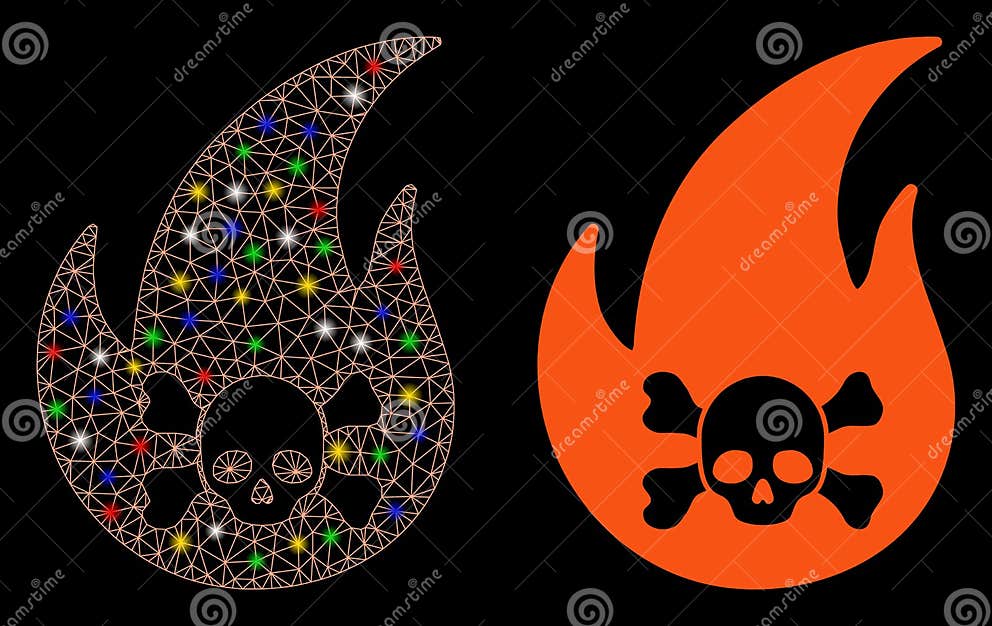 Flare Mesh Network Hellfire Icon with Flare Spots Stock Vector ...