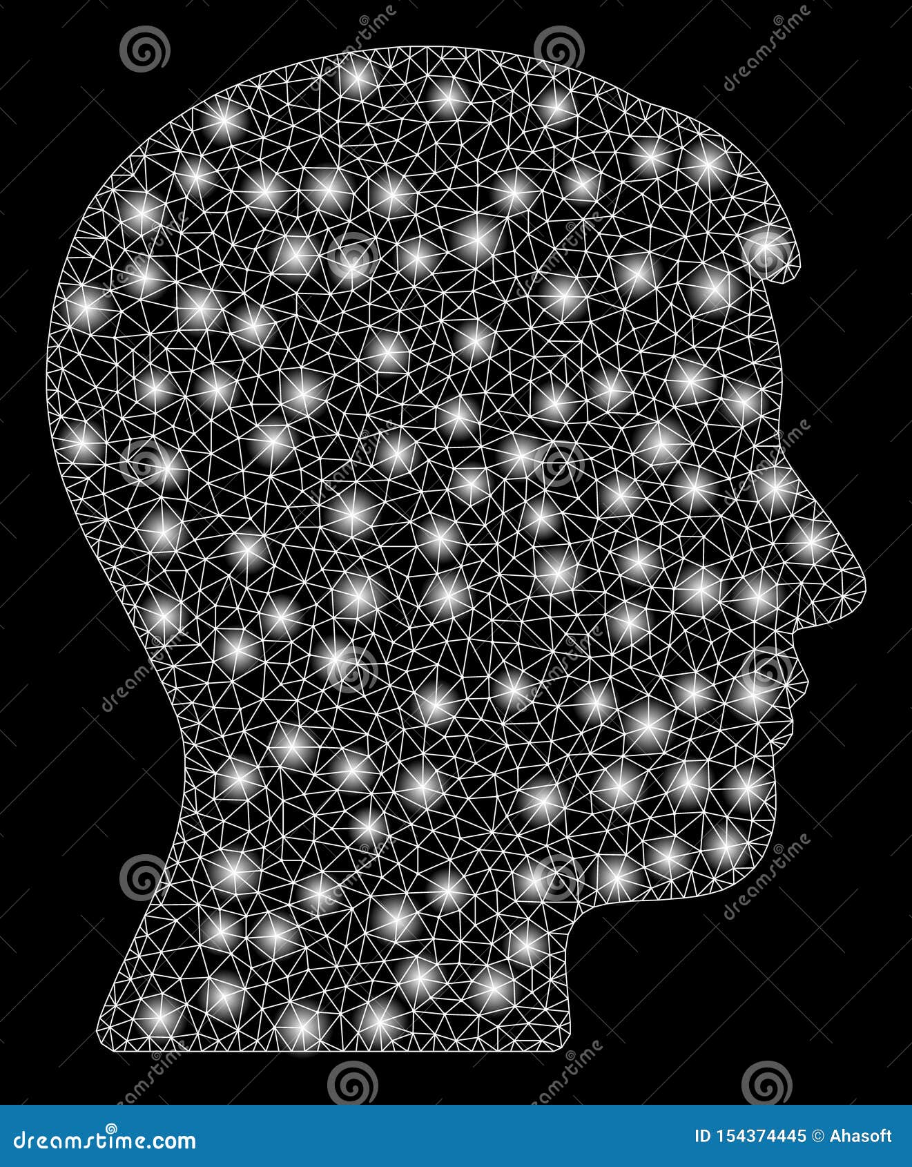Flare Mesh Wire Frame Man Head Profile with Flare Spots Stock Vector ...