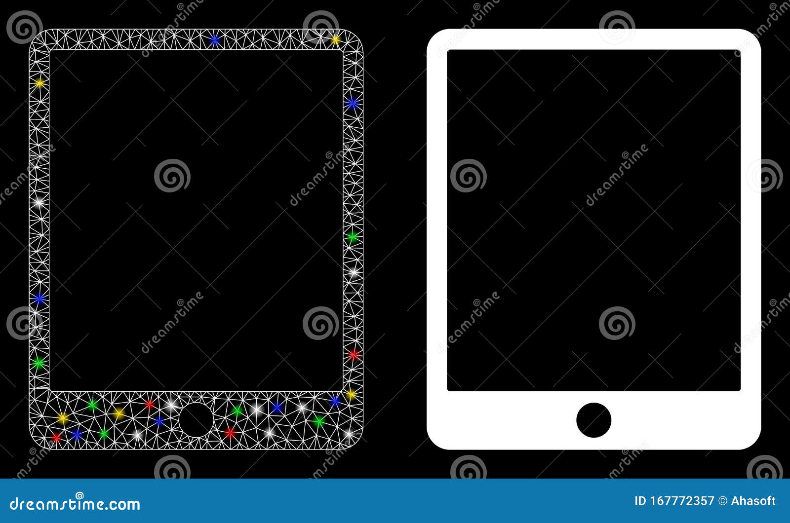 Flare Mesh Wire Frame Mobile Tablet Icon with Flare Spots Stock Vector ...