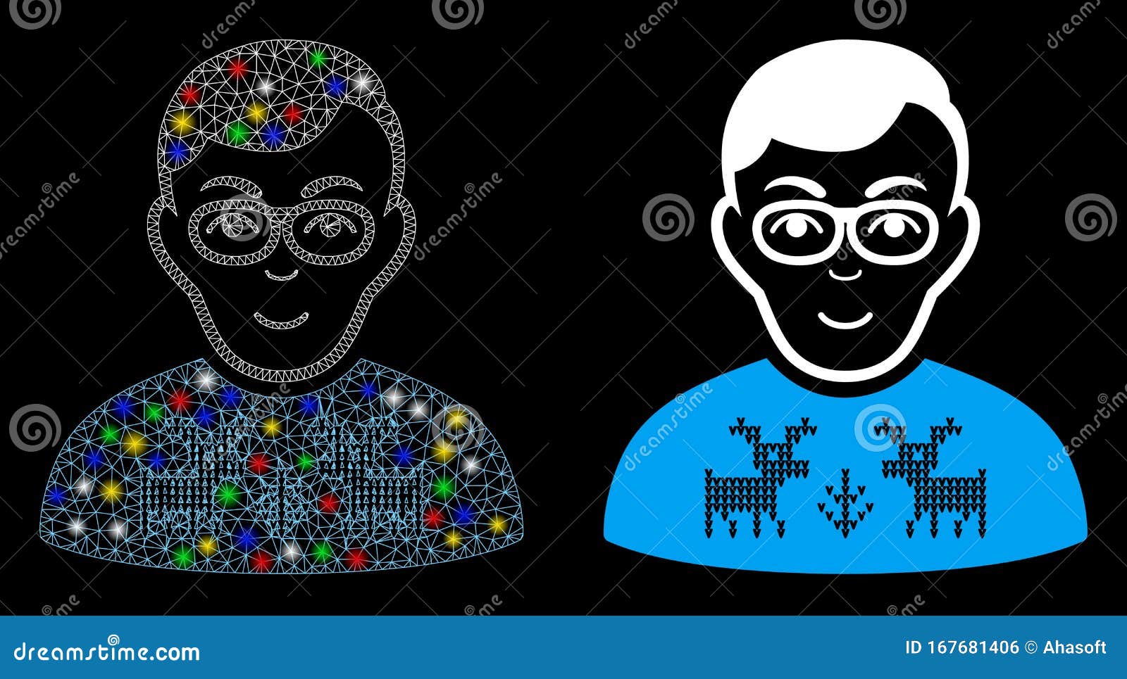 Flare Mesh 2D Nerd Boy Icon with Flare Spots Stock Vector ...