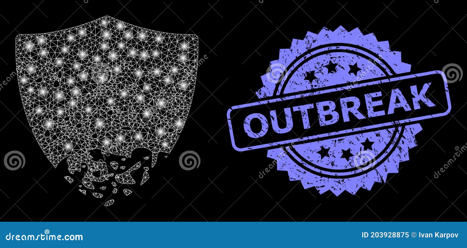 Textured Outbreak Seal and Bright Web Net Damaged Shield with Light ...