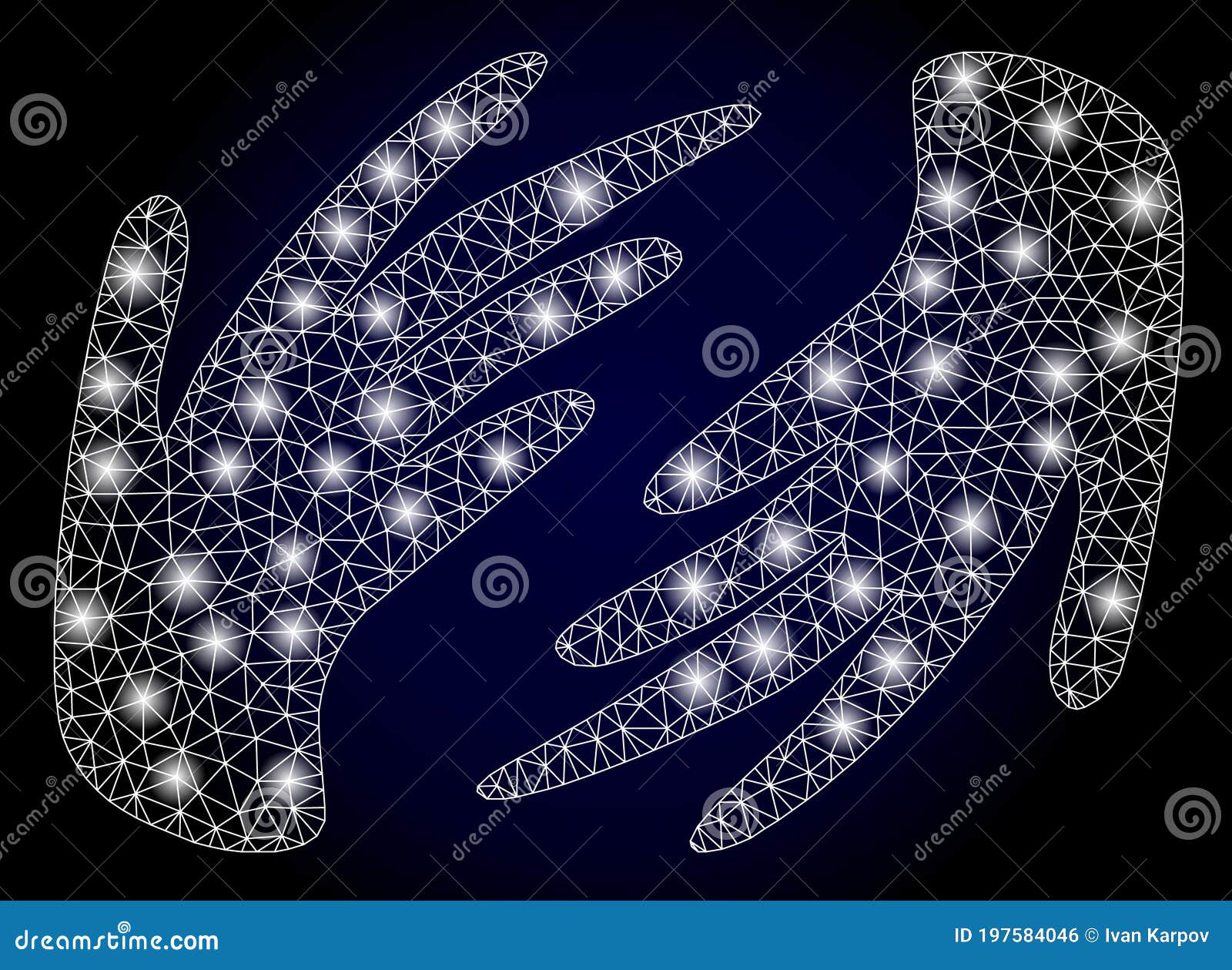 Bright Polygonal Net Hands with Glare Spots Stock Vector - Illustration ...