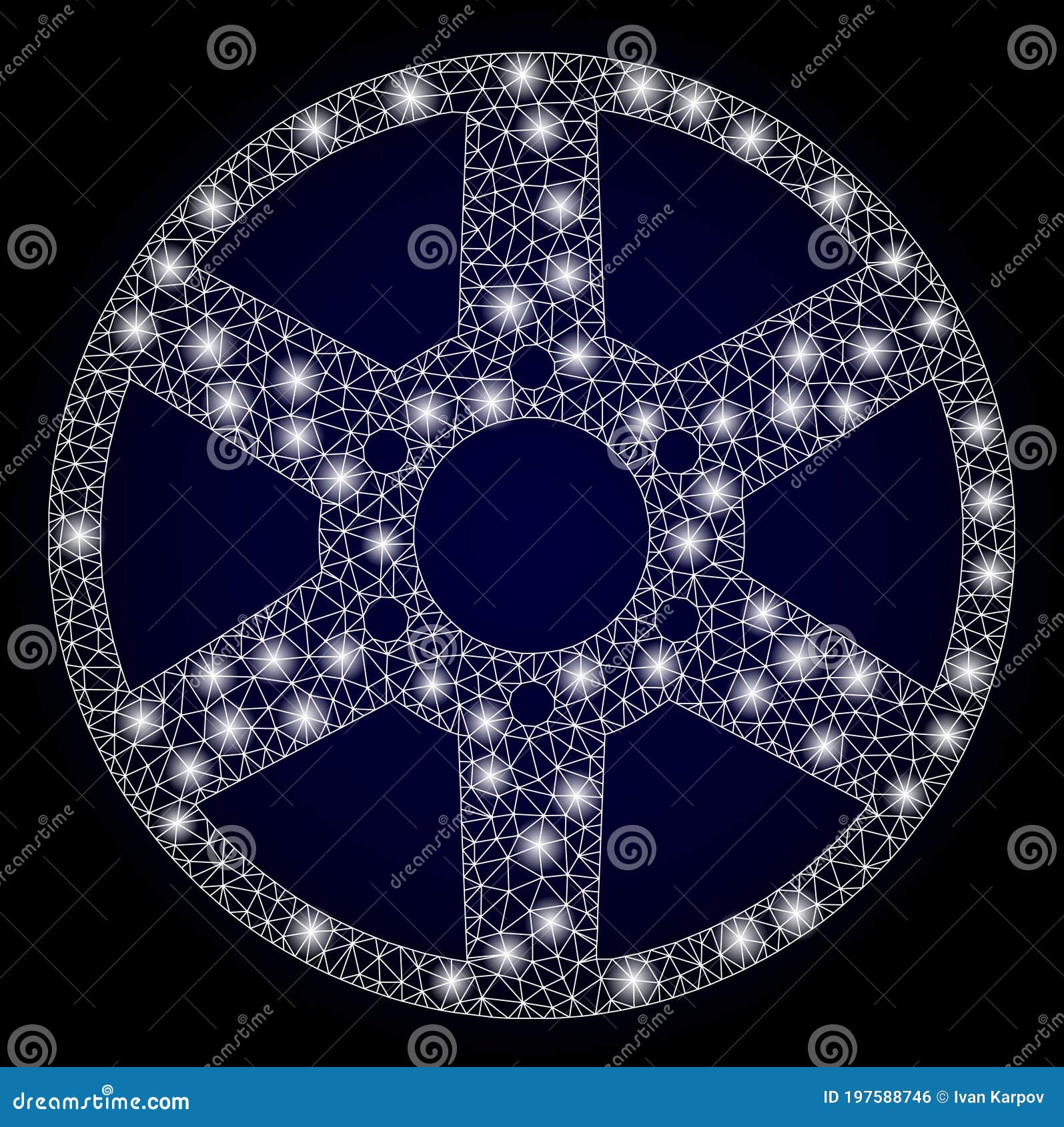 Bright Polygonal Network Wheel with Glare Spots Stock Vector ...
