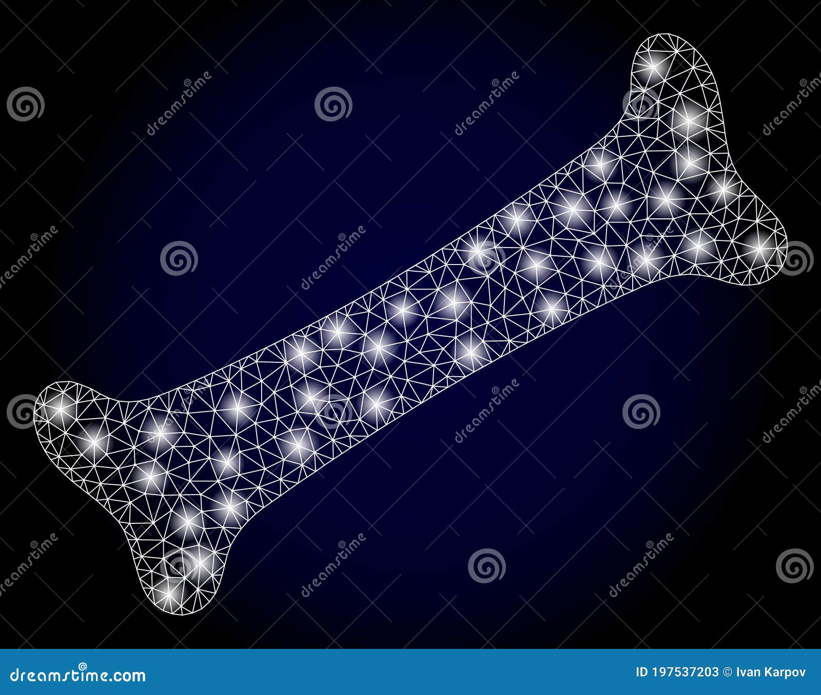 Bright Polygonal Mesh Bone with Glare Spots Stock Vector - Illustration ...
