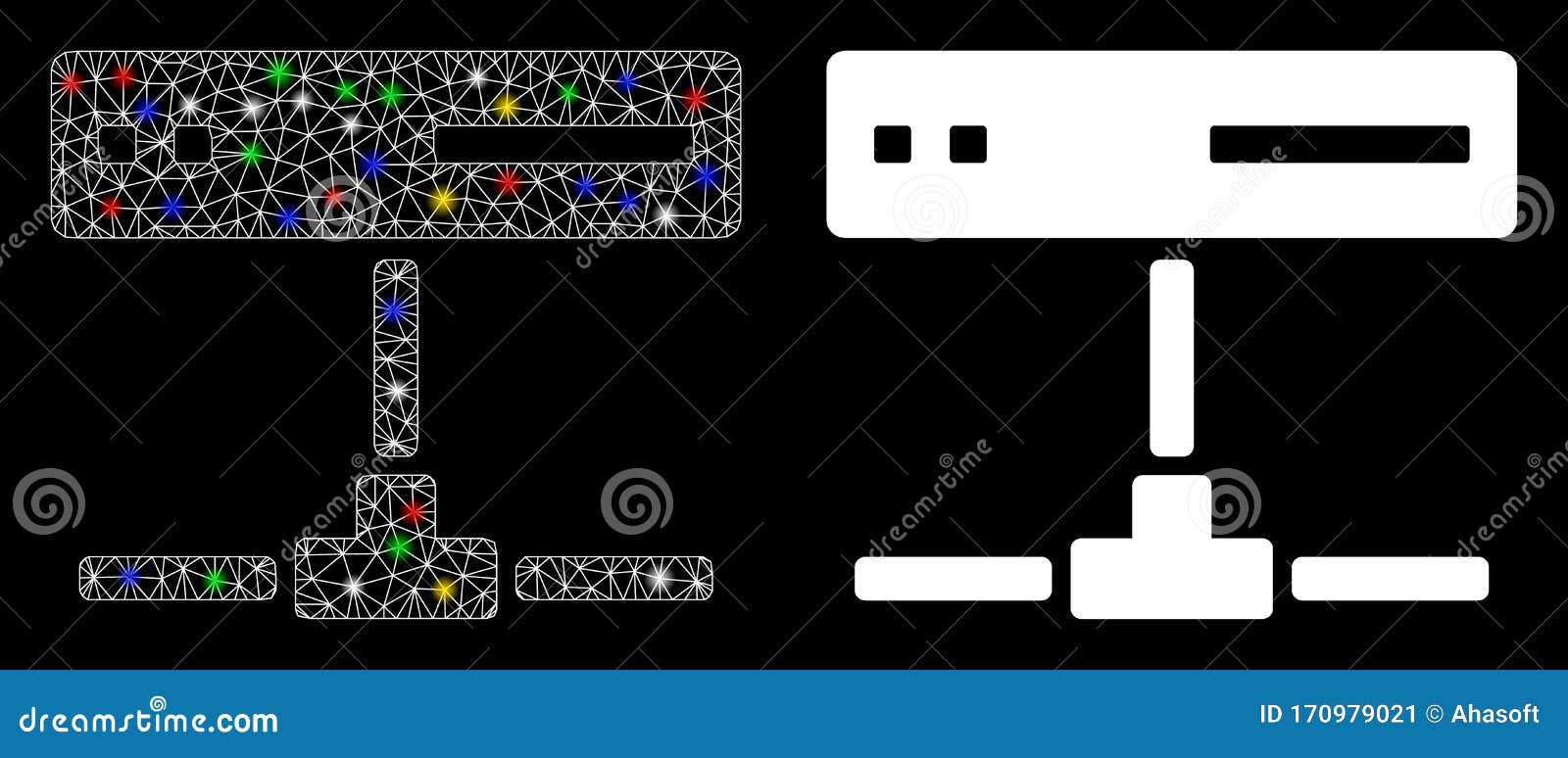 Flare Mesh Wire Frame Network Device Icon with Flare Spots Stock Vector ...