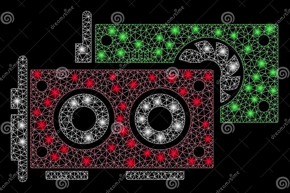 Glowing Mesh Network GPU Cards with Light Spots Stock Vector ...