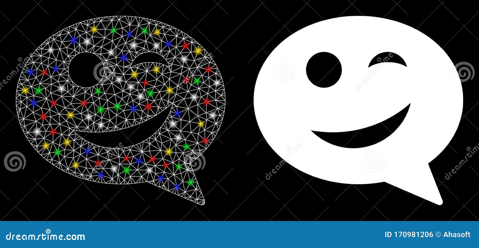 Glowing Mesh Network Joke Smiley Message Icon with Flare Spots Stock ... Glowing Mesh Network Joke Smiley Message Icon with Flare Spots Stock ...