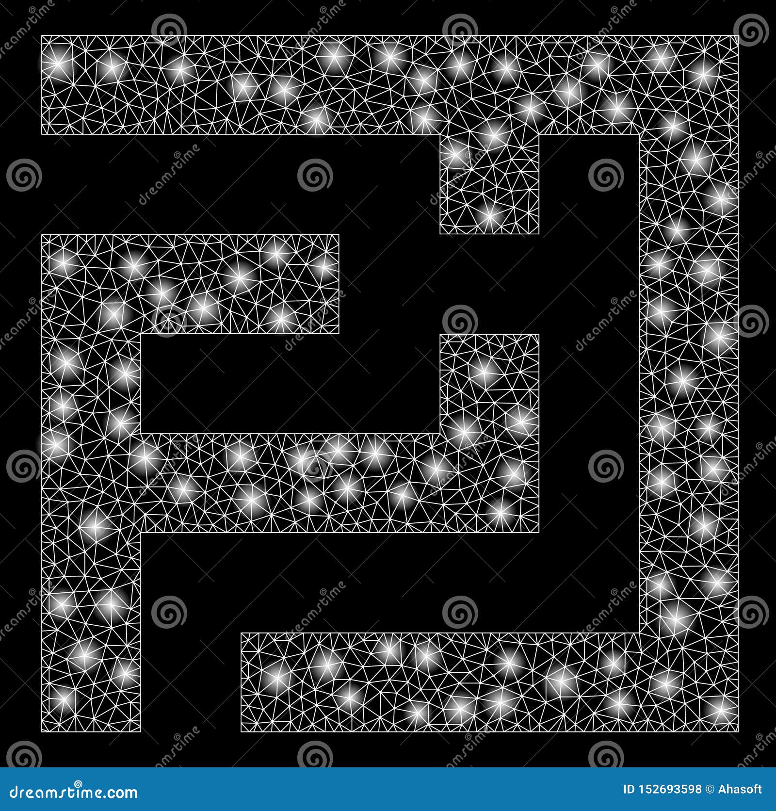 Glowing Mesh Network Labyrinth with Light Spots Stock Vector ...
