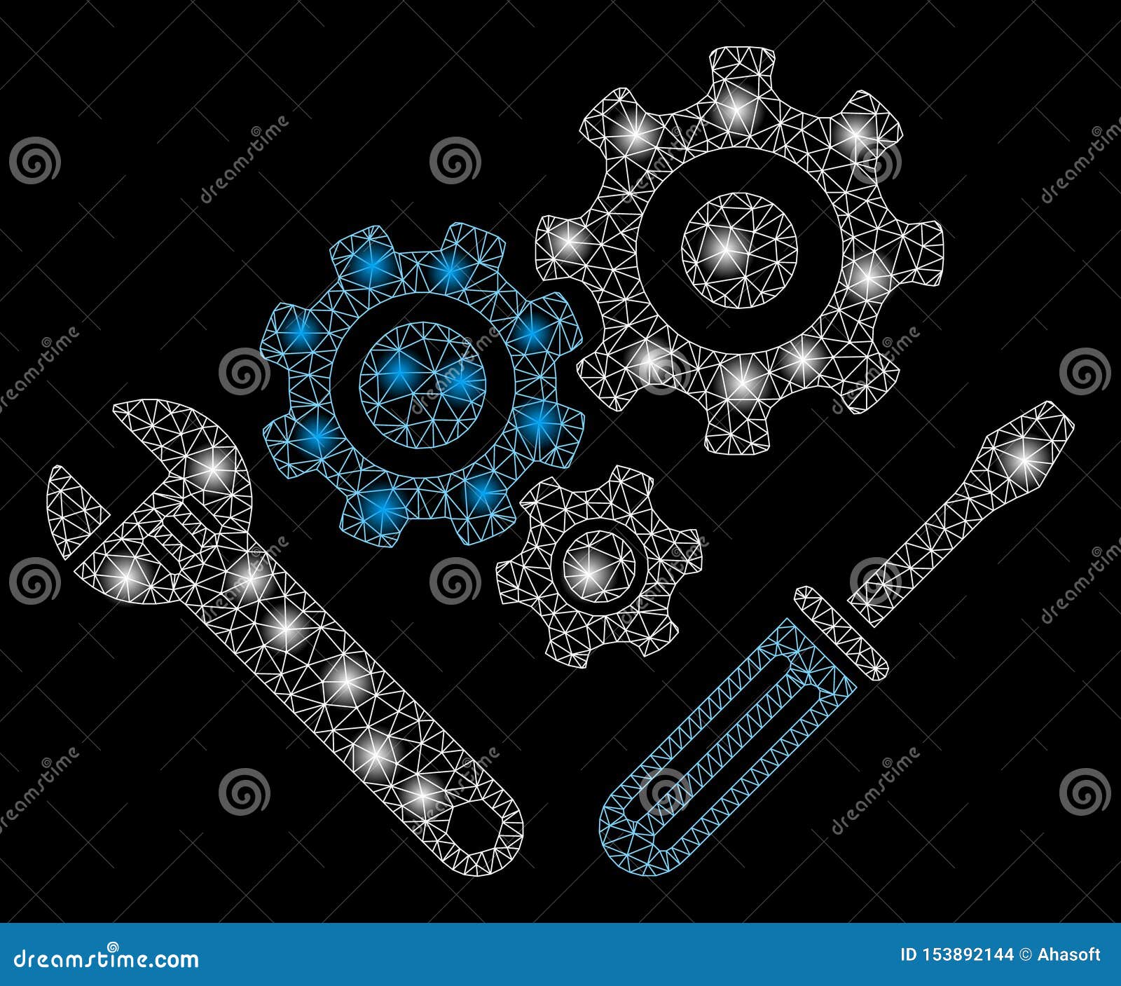 Glowing Mesh Network Mechanics Tools with Flash Spots Stock Vector ... Glowing Mesh Network Mechanics Tools with Flash Spots Stock Vector ...