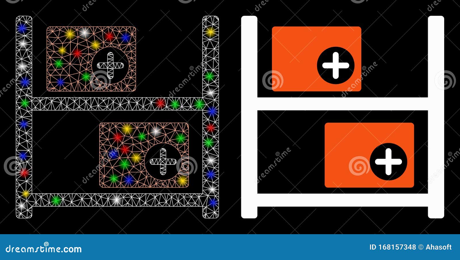 Glowing Mesh Network Medical Warehouse Icon with Light Spots Stock ... Glowing Mesh Network Medical Warehouse Icon with Light Spots Stock ...