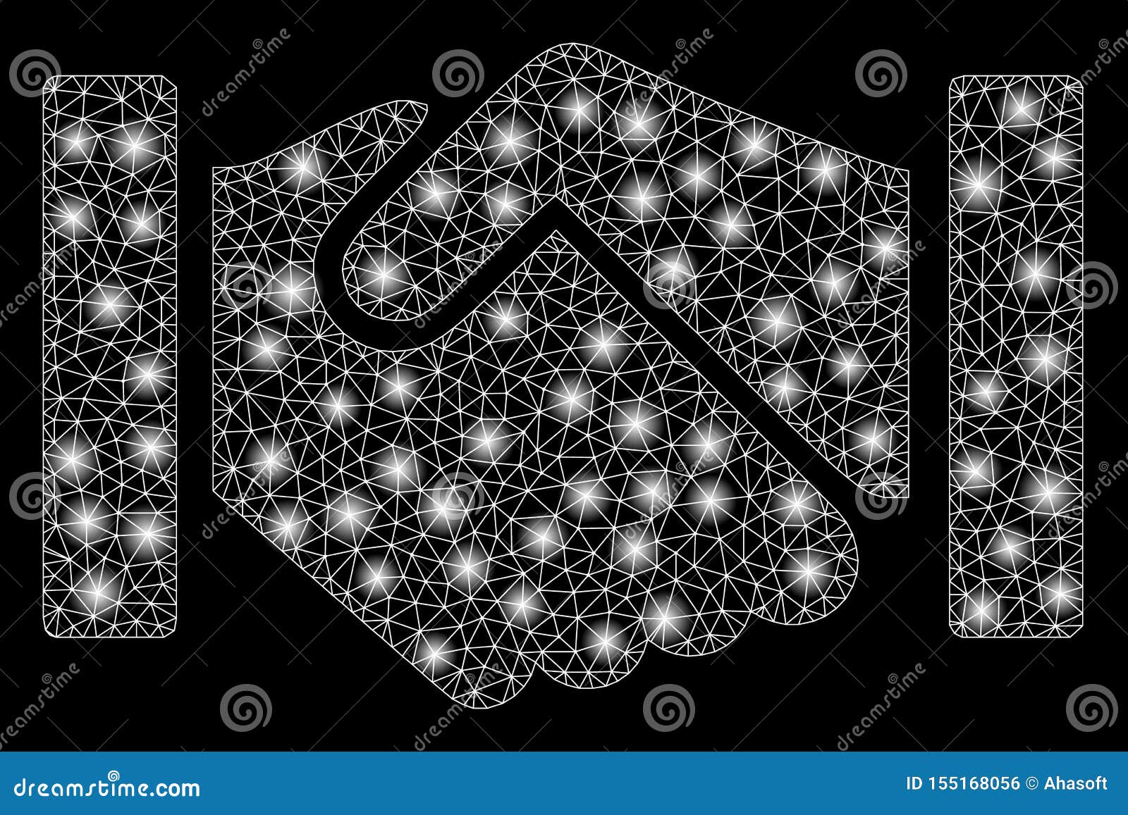 Glowing Mesh Network Relation Handshake with Flash Spots Stock Vector ...