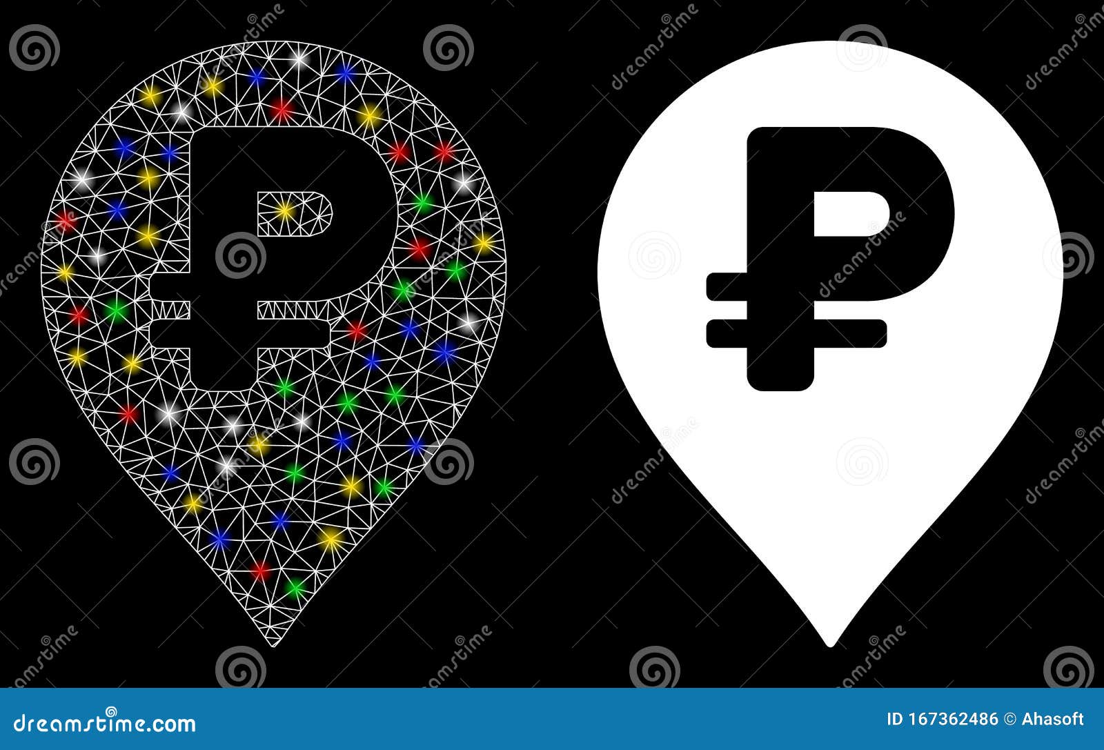 Glowing Mesh Network Rouble Map Marker Icon with Flare Spots Stock ... Glowing Mesh Network Rouble Map Marker Icon with Flare Spots Stock ...