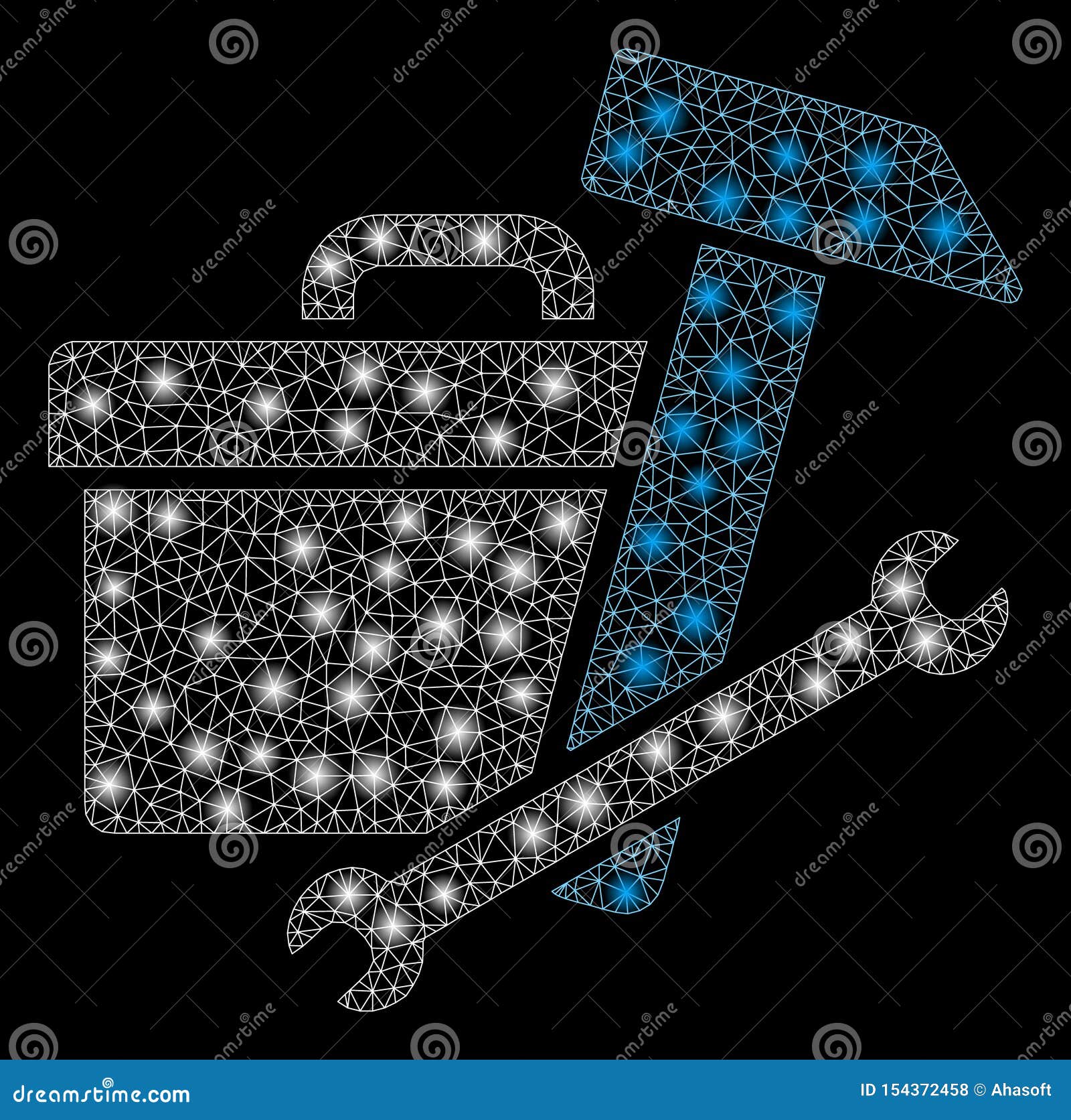 Glowing Mesh Network Toolbox with Light Spots Stock Vector ...