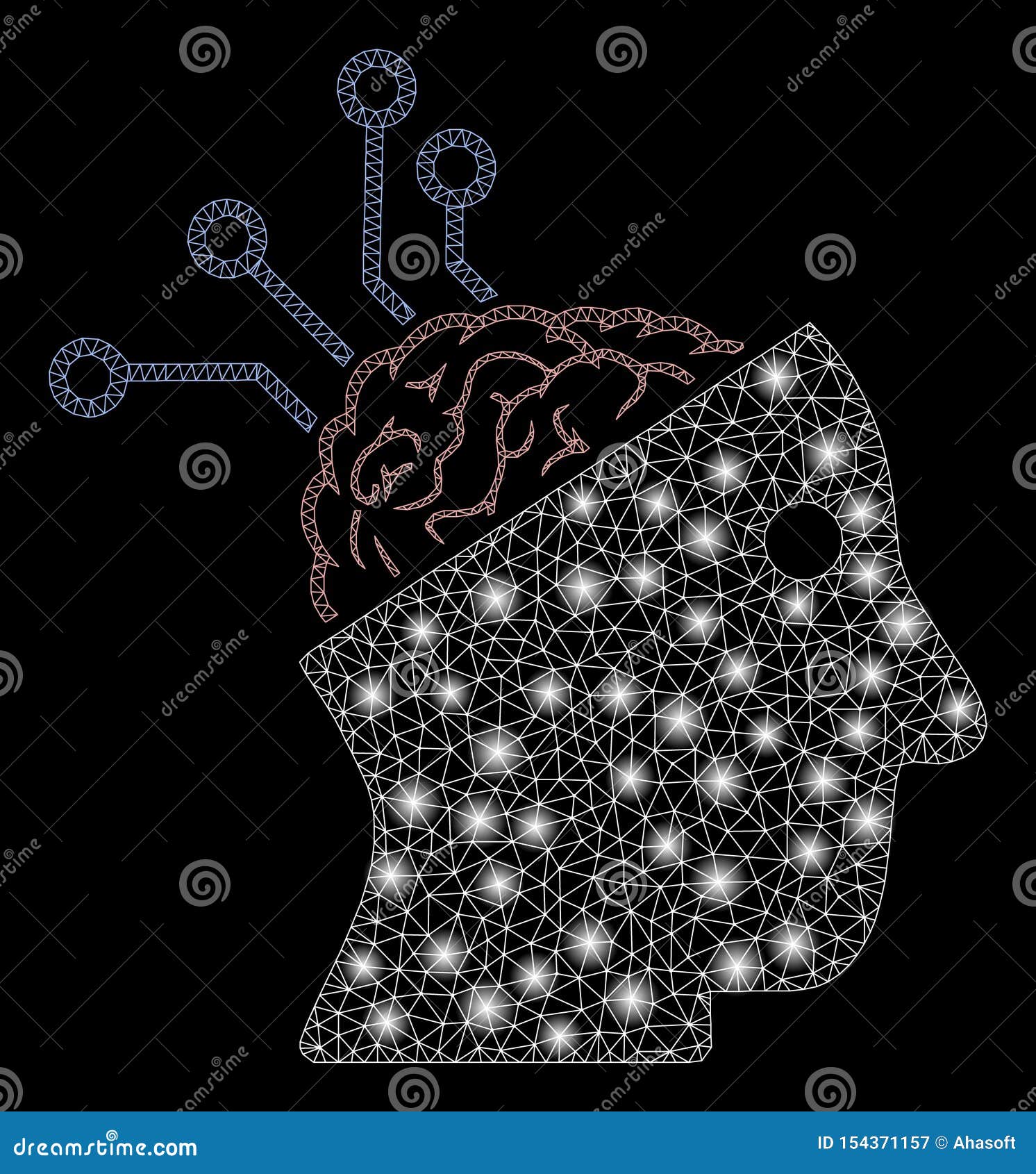 Bright Mesh Network Neural Interface Links with Light Spots Stock ...