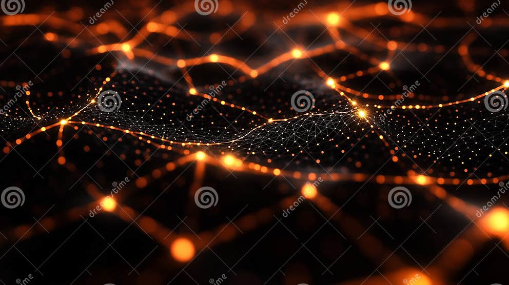 Glowing Mesh of Overlapping Neural Networks and Data Streams Stock ...