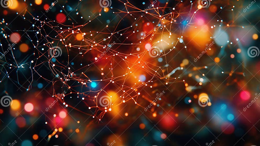 Glowing Mesh of Overlapping Neural Networks and Data Streams Stock ...