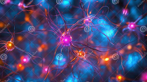 Glowing Mesh of Overlapping Neural Networks and Data Streams Stock ...