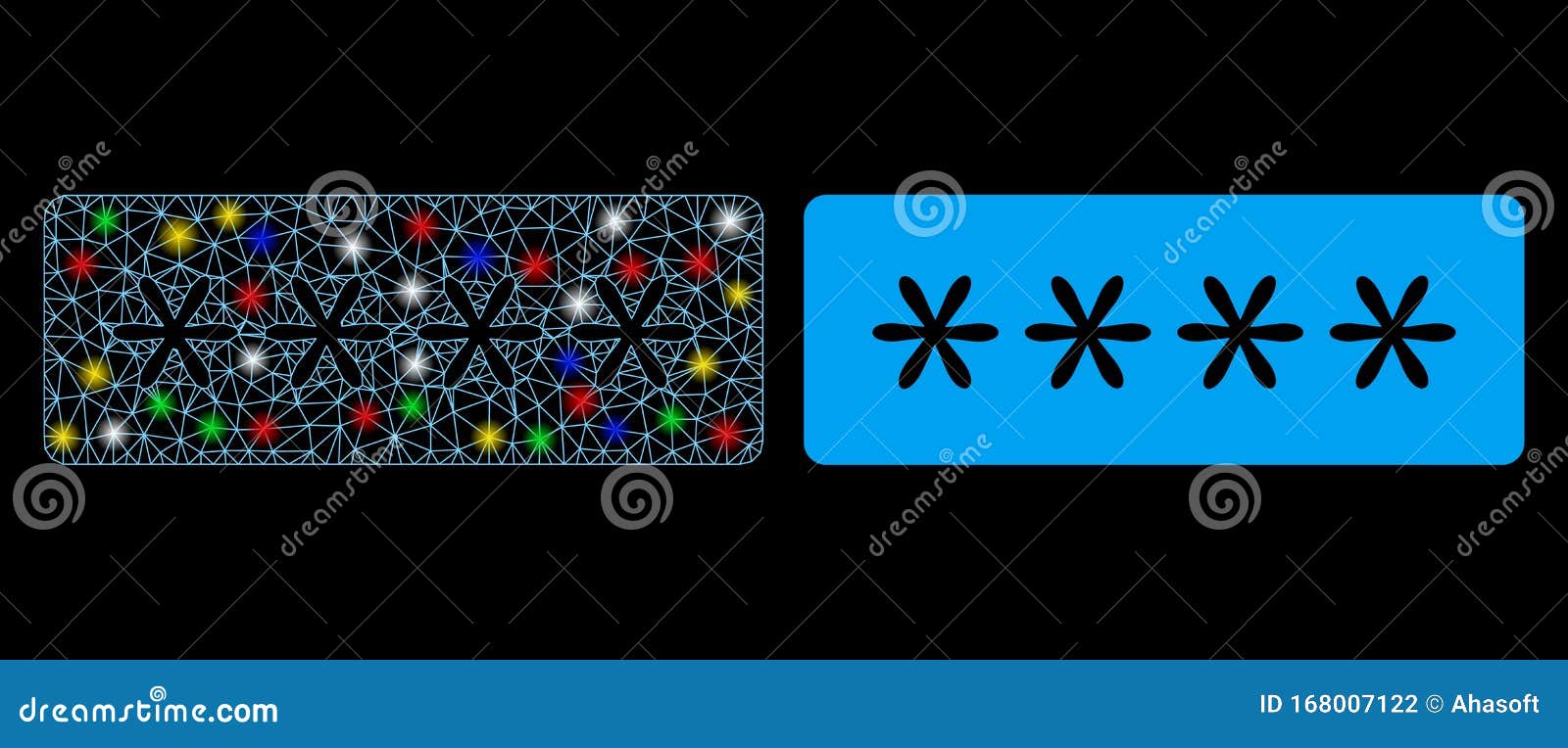 Flare Mesh 2D Password Stars Icon with Flare Spots Stock Illustration ...