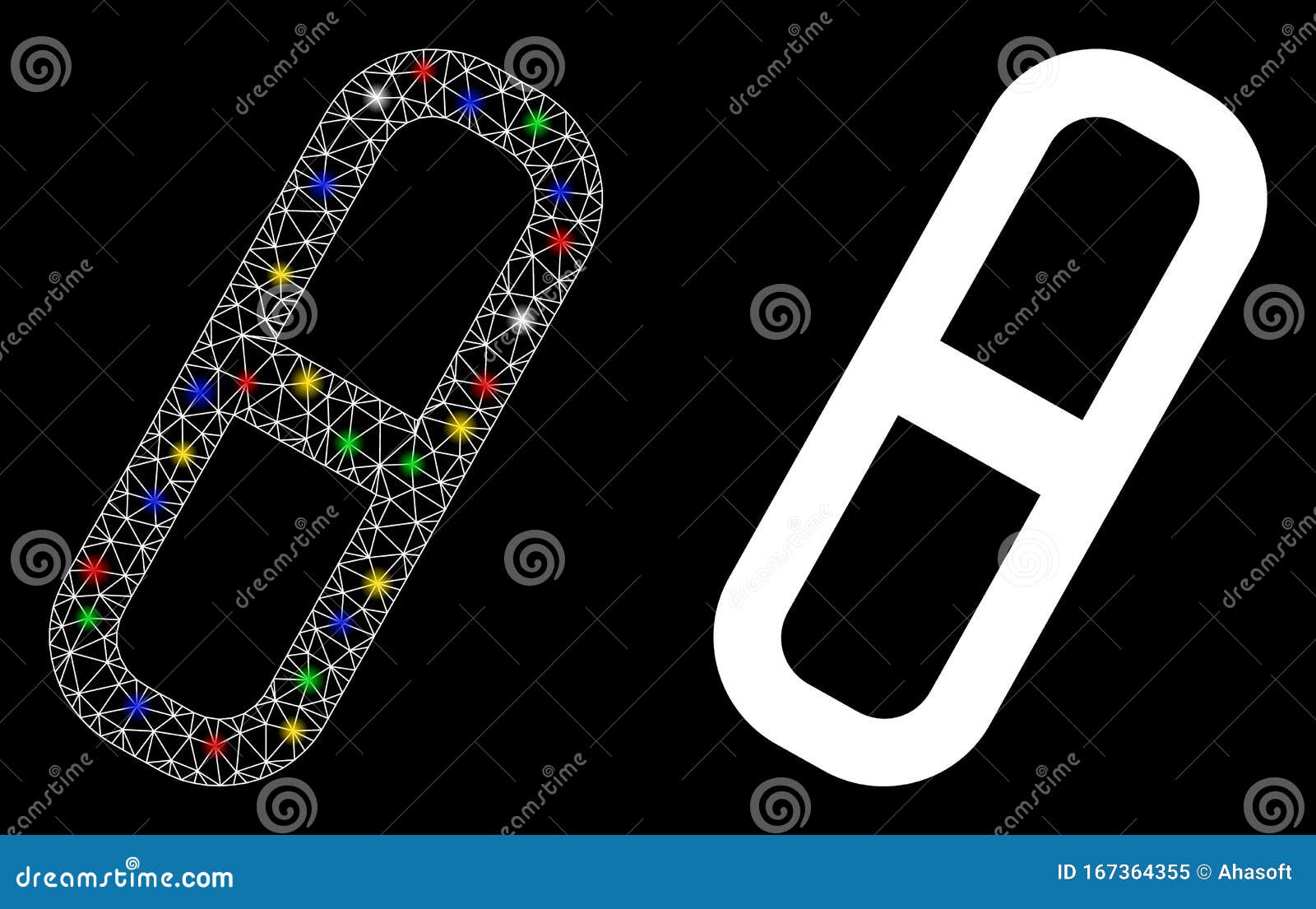 Flare Mesh Wire Frame Pill Icon with Flare Spots Stock Illustration ...