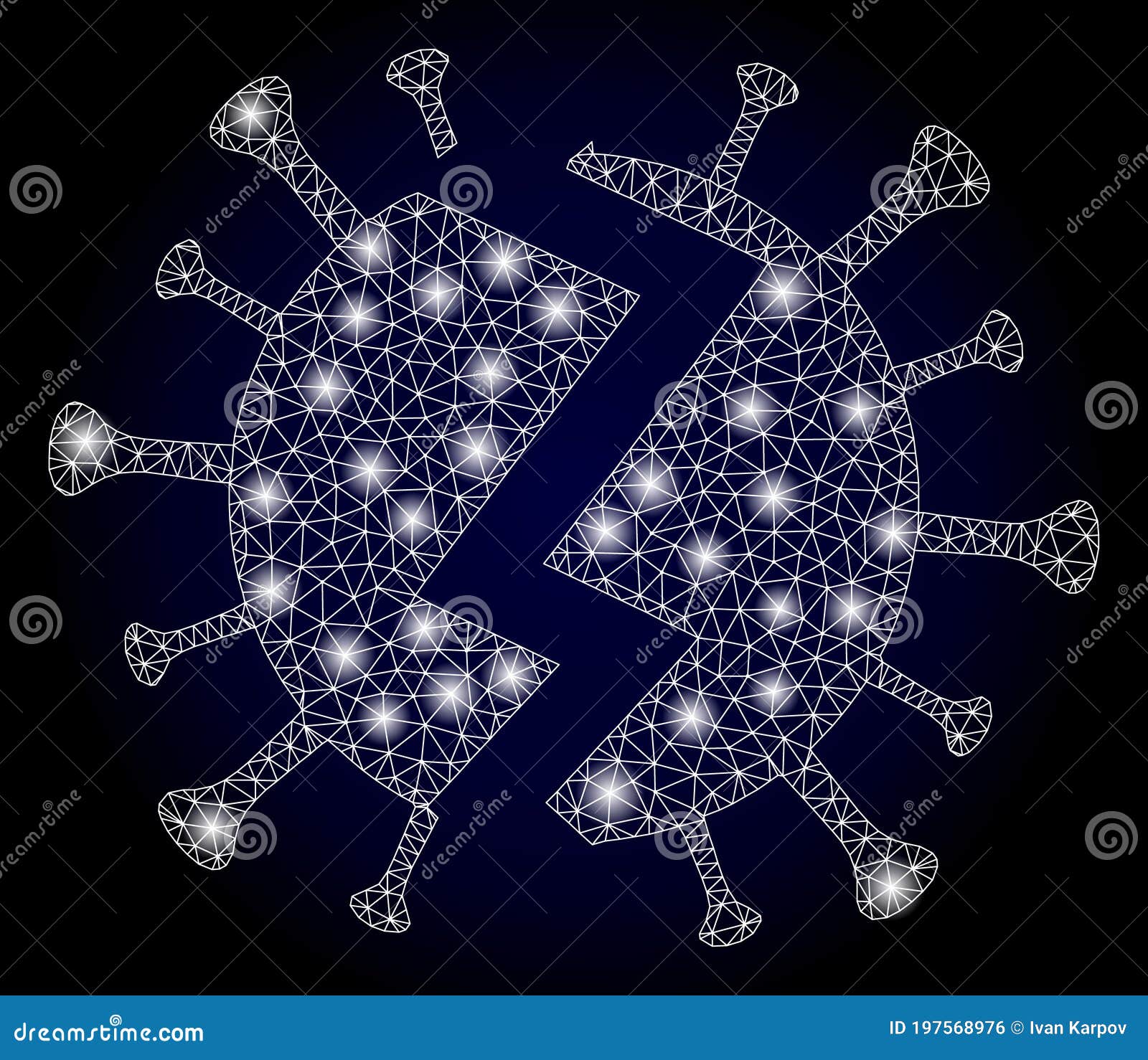 Bright Web Mesh Broken Virus with Light Spots Stock Vector ...