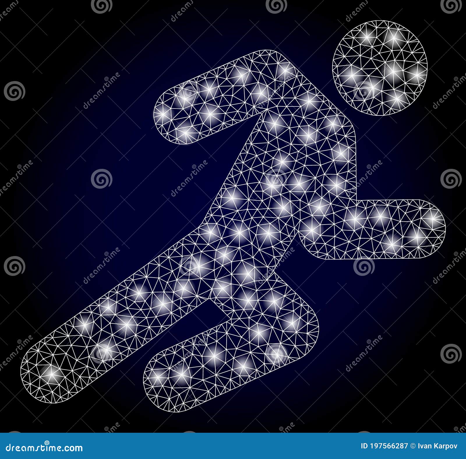 Bright Web Mesh Running Man With Lightspots Cartoon Vector ...