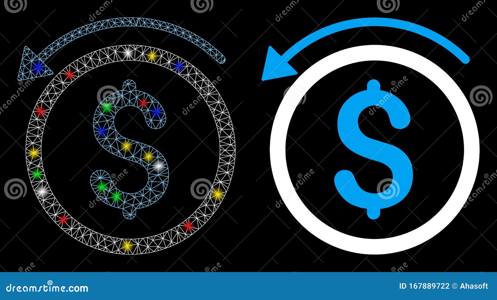 Flare Mesh Wire Frame Refund Icon with Flare Spots Stock Illustration ...