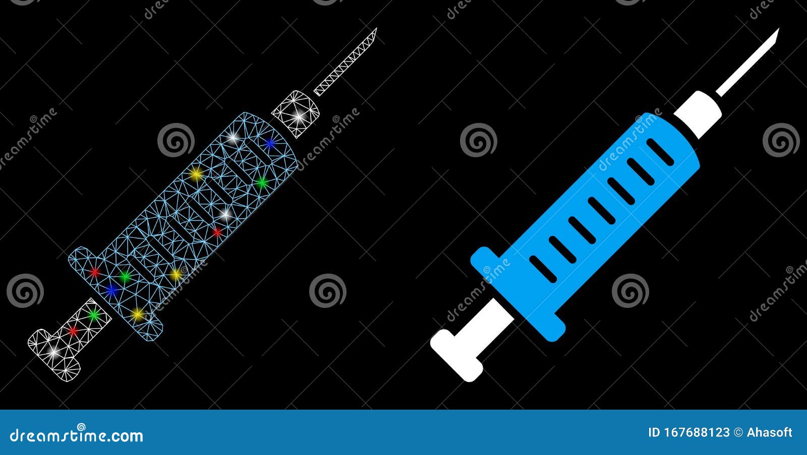 Flare Mesh 2D Syringe Icon with Flare Spots Stock Vector - Illustration ...