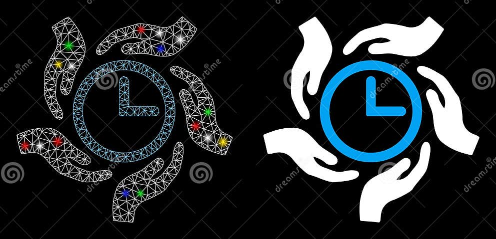 Flare Mesh Carcass Time Care Icon with Flare Spots Stock Illustration ...