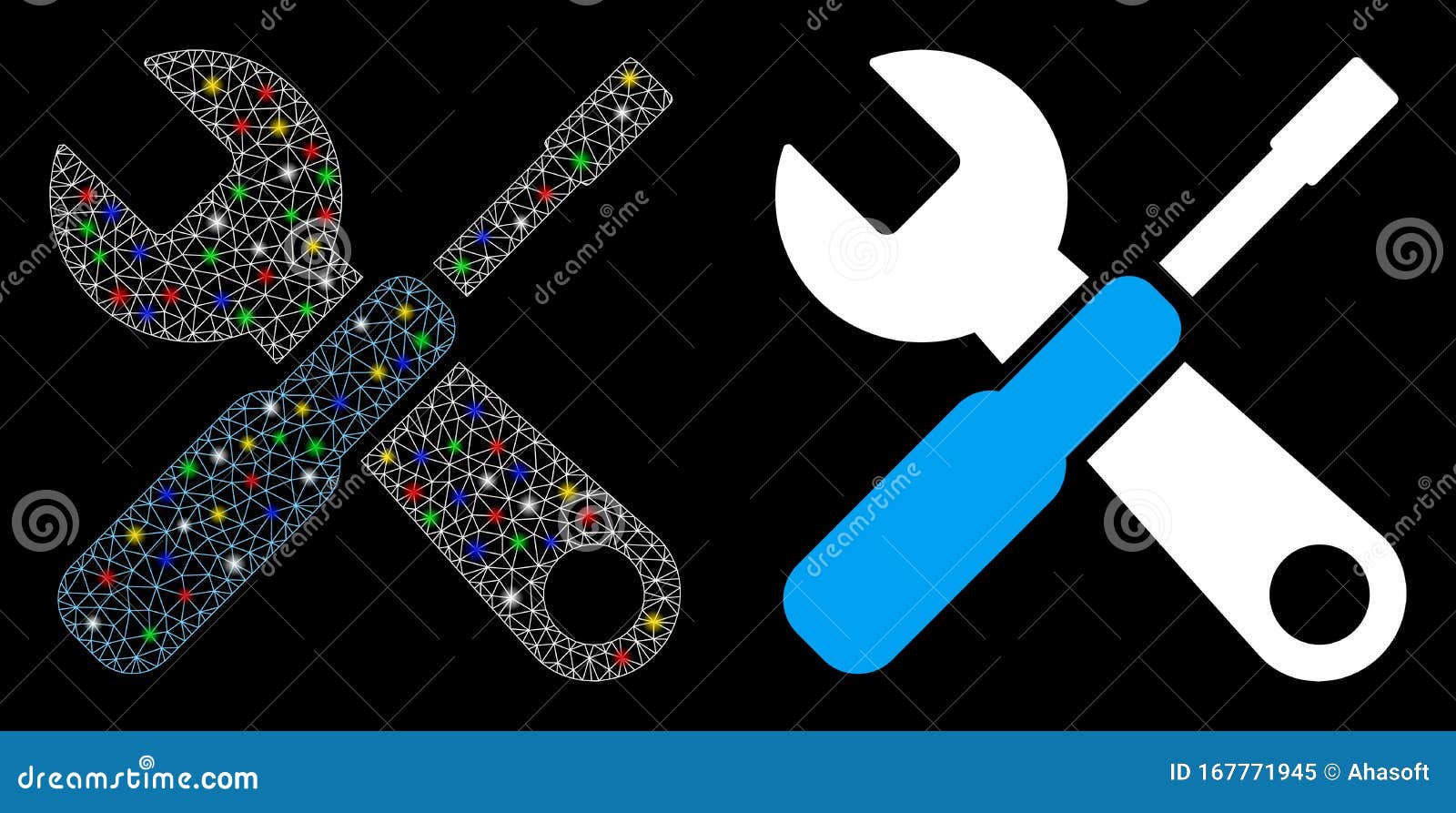 Bright Mesh Network Tools Icon with Flash Spots Stock Vector ...