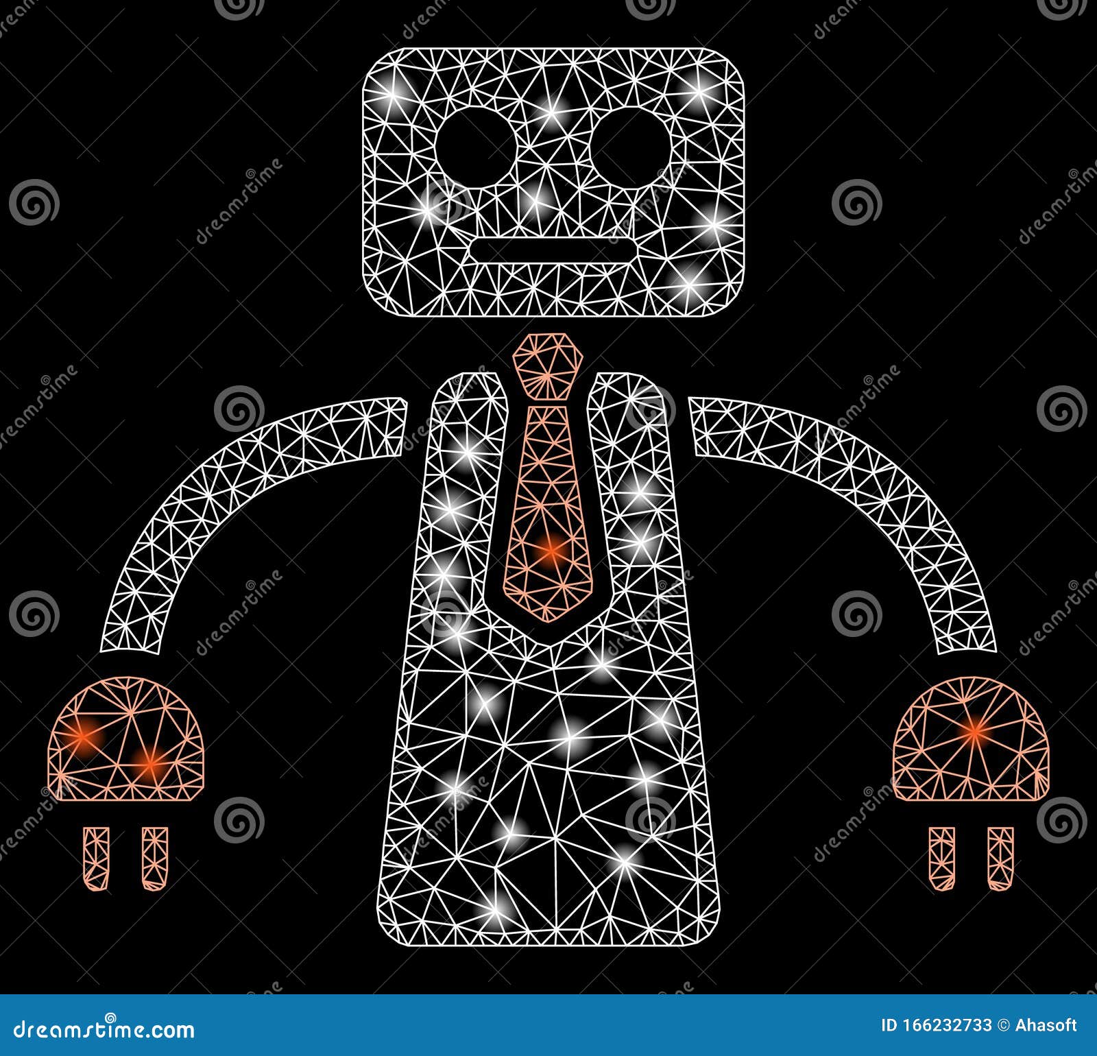 Glowing Mesh Wire Frame Boss Robot with Flash Spots Stock Vector ...