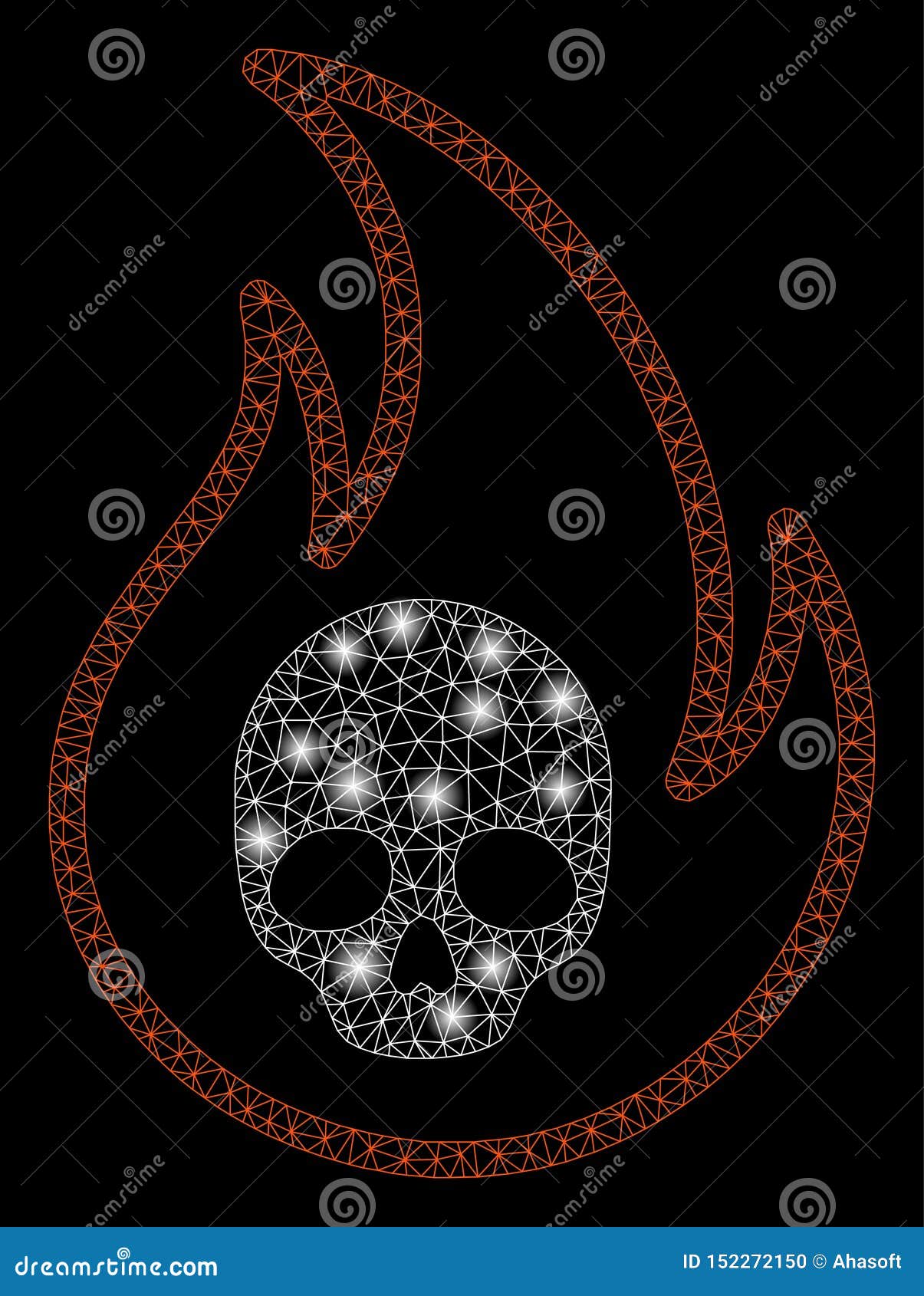 Glowing Mesh Wire Frame Hell Fire with Flare Spots Stock Vector ...
