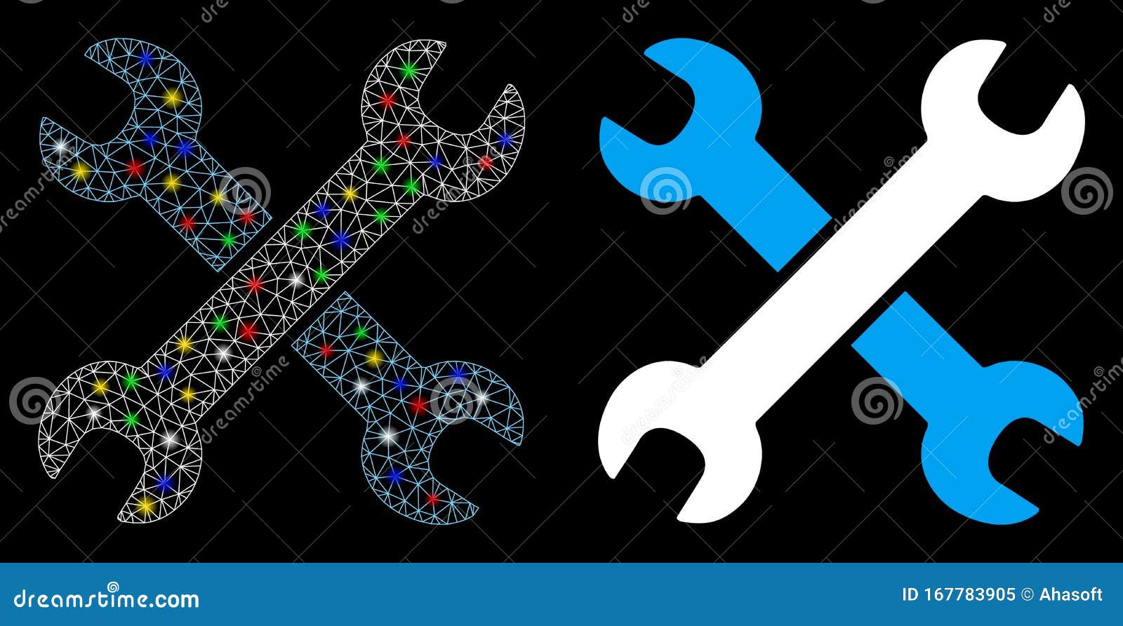 Flare Mesh 2D Wrenches Icon with Flare Spots Stock Illustration ...
