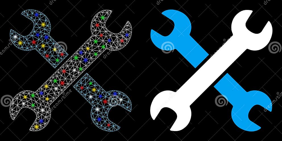 Flare Mesh 2D Wrenches Icon with Flare Spots Stock Illustration ...