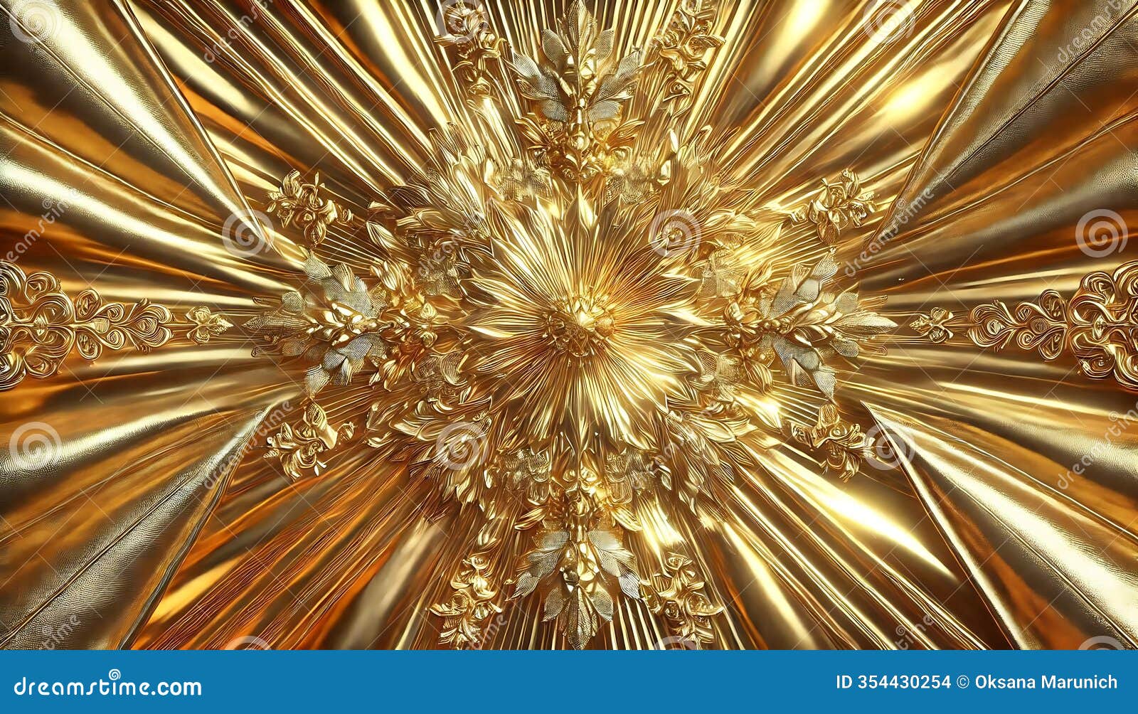 Glowing Metallic Gold Foil Texture with Subtle Sunburst Reflective ...