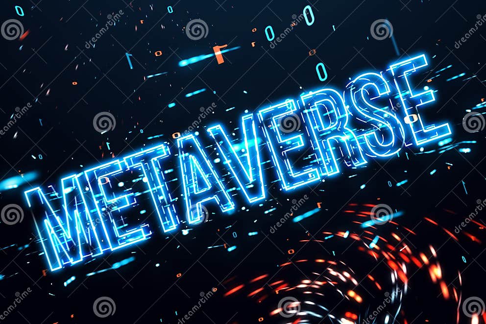 Glowing Metaverse Text on Tech Background. Digital World and Future ...