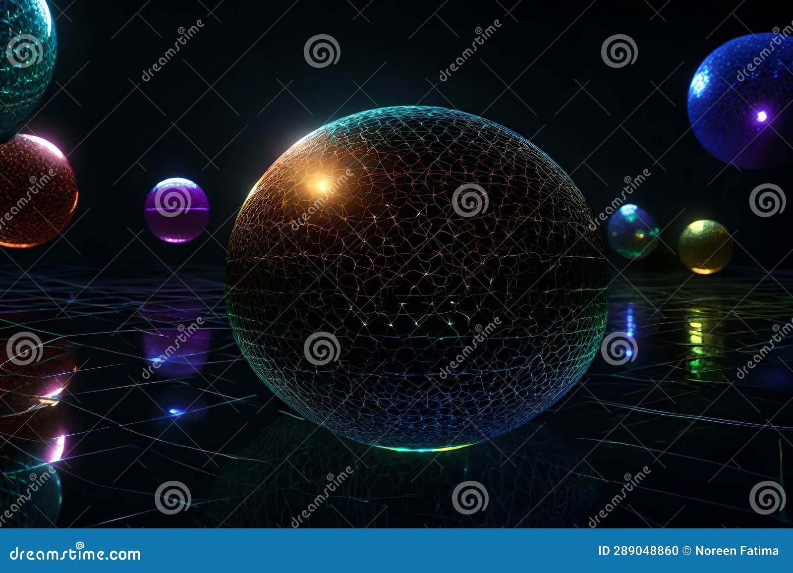 Glowing Midnight Sphere Illuminated in Dark Celestial Night Stock ...