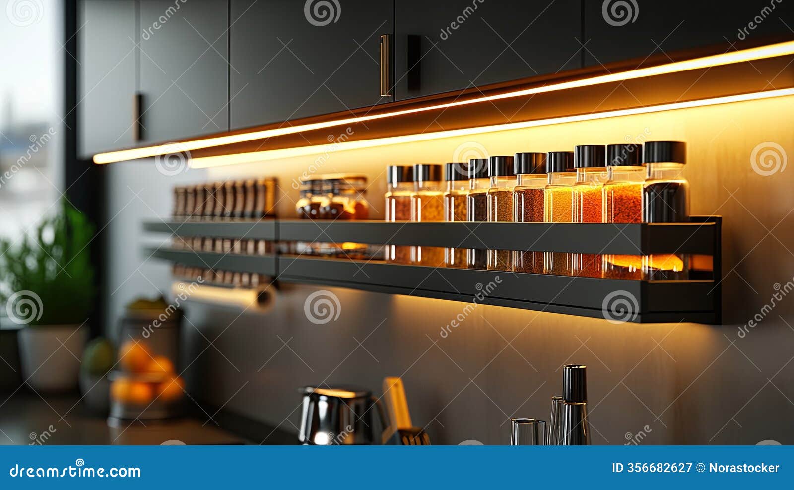 A Glowing Modular Spice Rack Styled in a Sleek Modern Kitchen. Picture ...