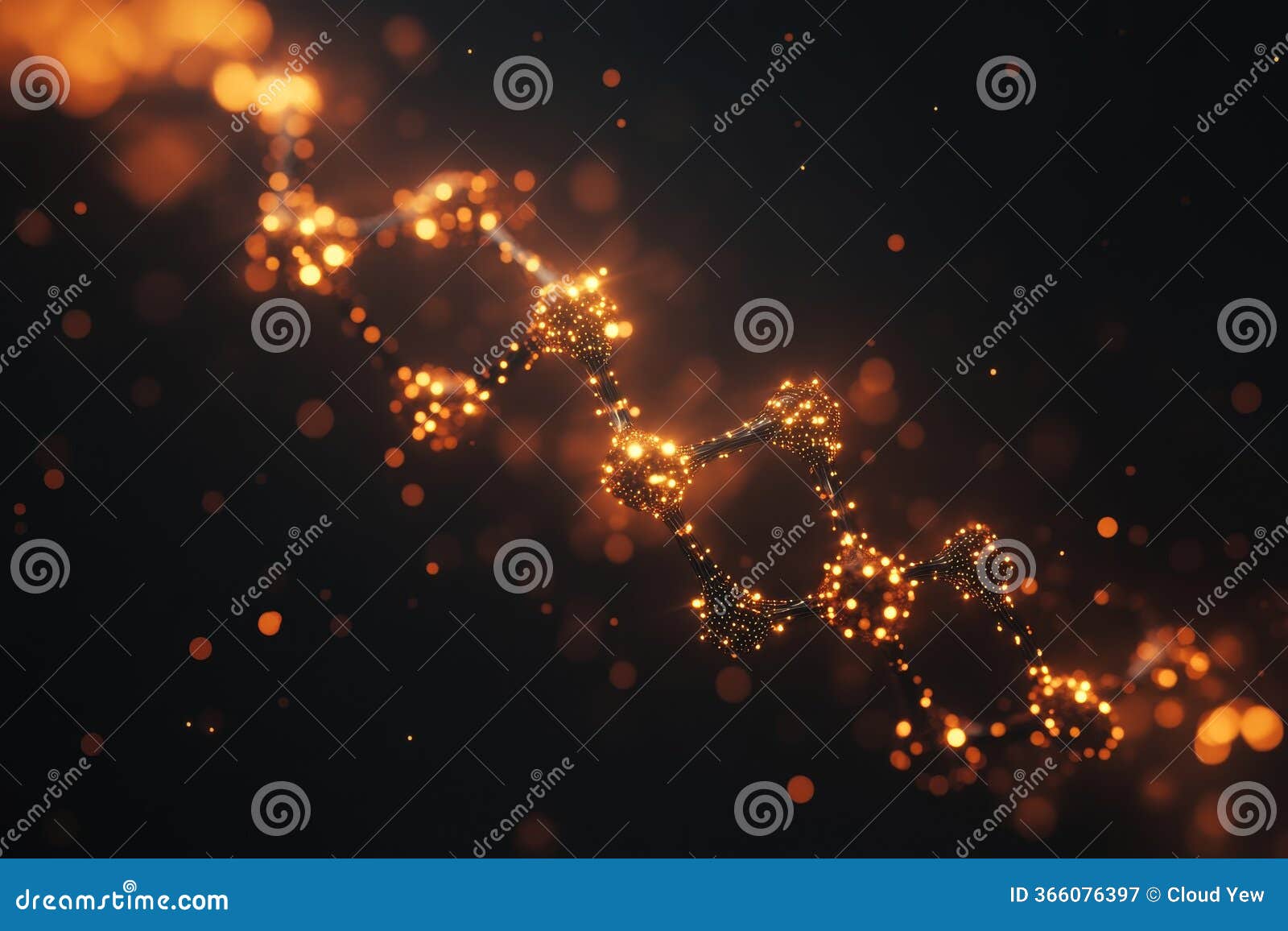 Molecular Chain, 3D Render. Abstract Nanotech Background With Molecule ...