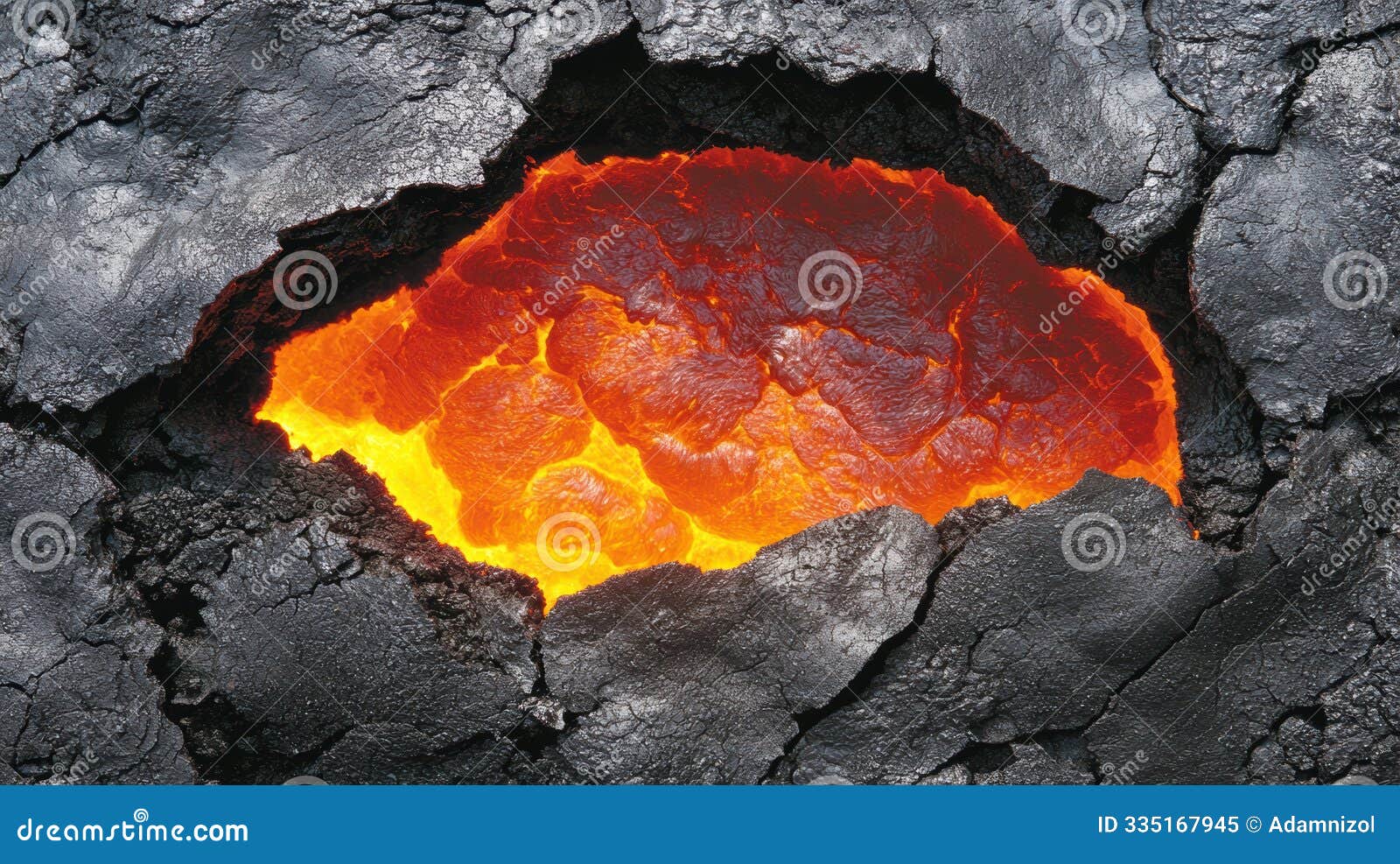 Glowing Molten Lava Inside Volcanic Cave Stock Illustration ...