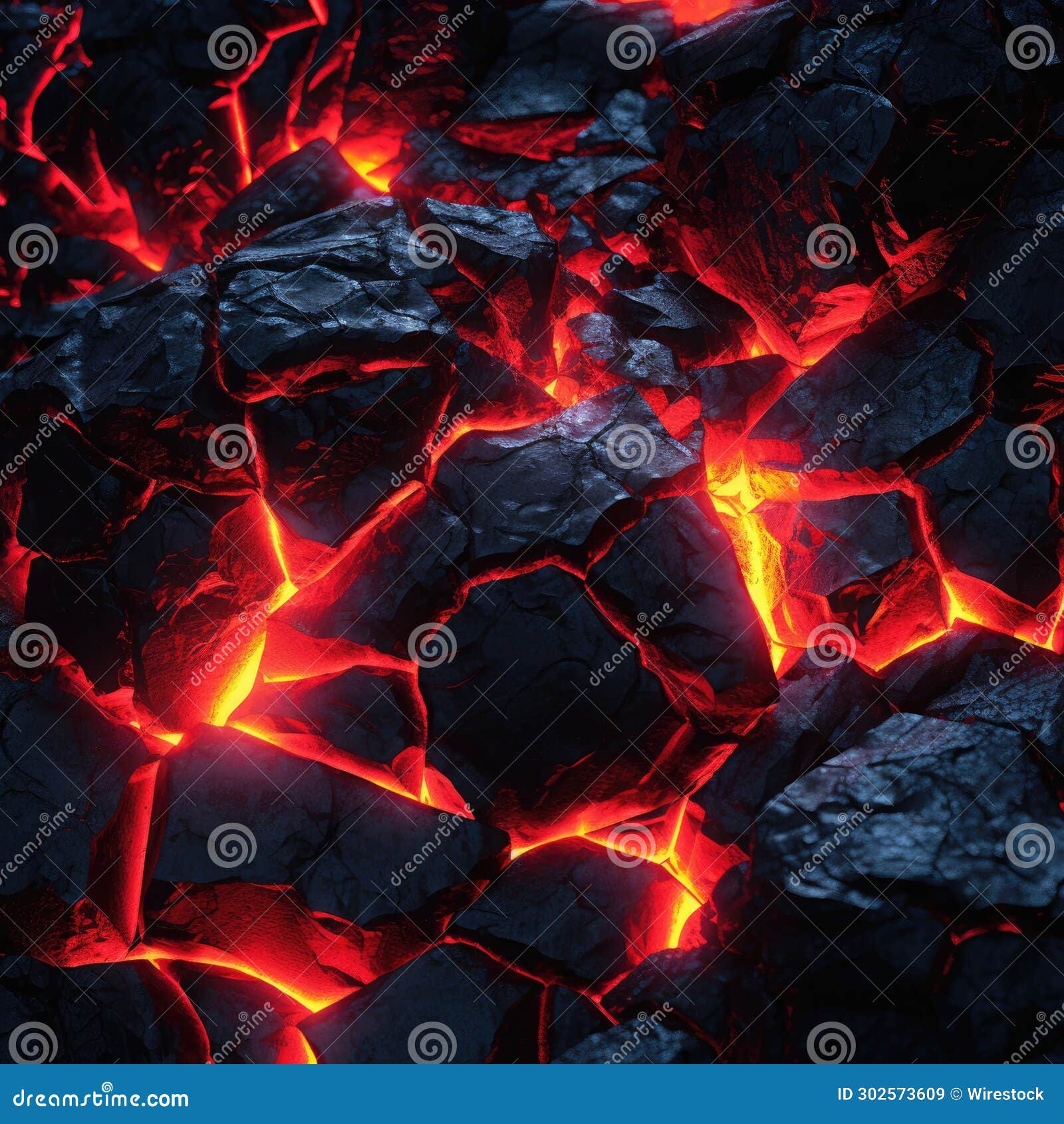 Glowing Molten Lava on a Rocky Surface. AI-generated Stock Illustration ...