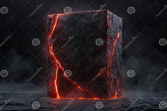Glowing Molten Rock Cube stock illustration. Illustration of surreal ...