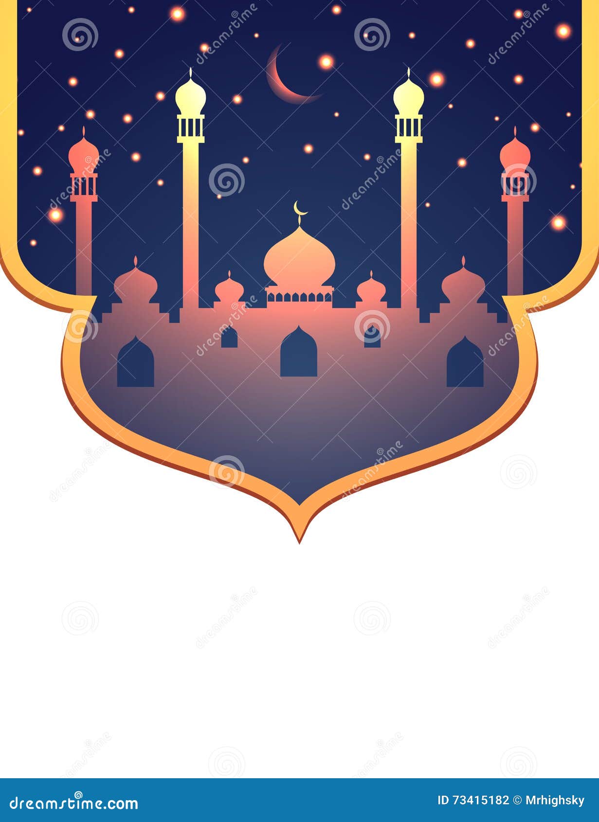 Glowing Mosque And Moon Background Cartoon Vector | CartoonDealer.com ...