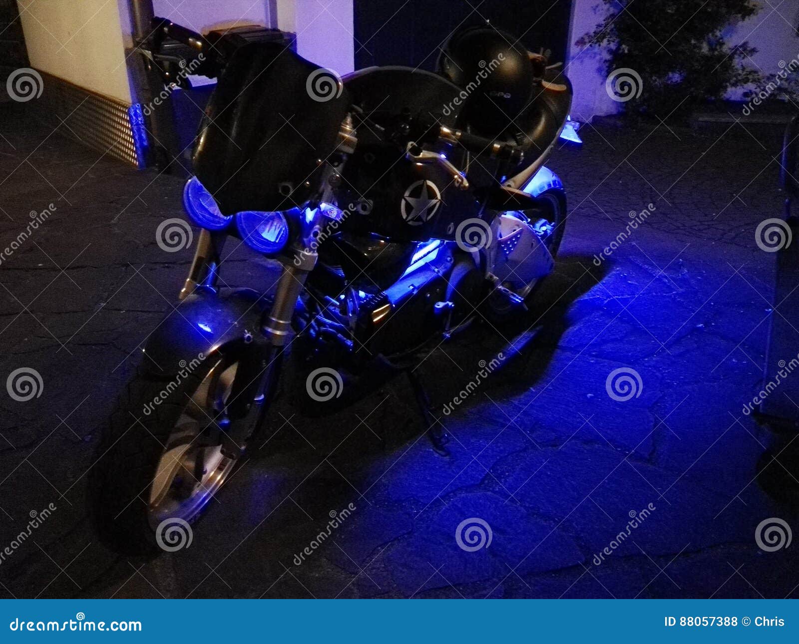 Glowing motorcycle editorial stock photo. Image of headlamp - 88057388