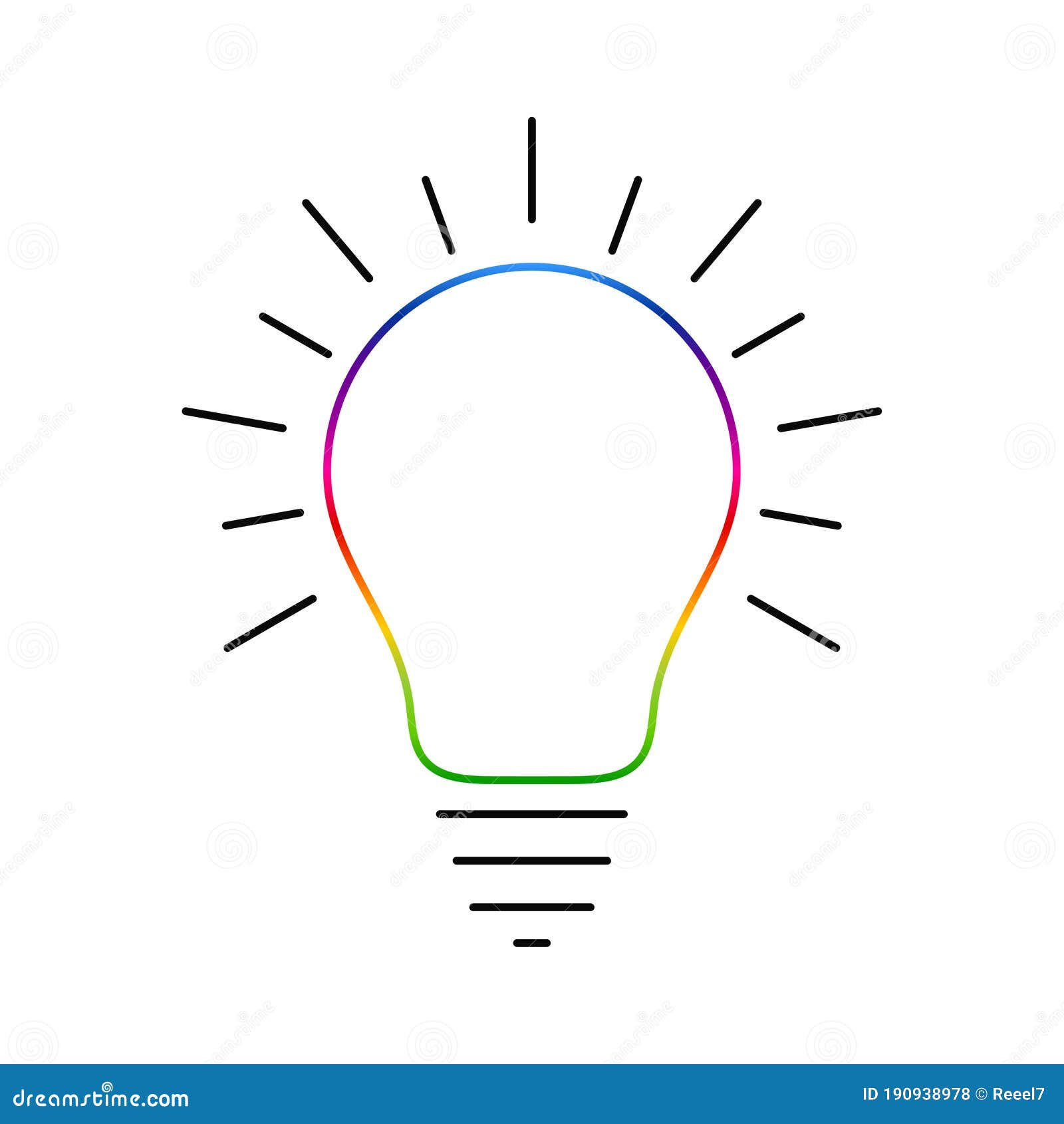 Glowing Multi Colored Light Bulb Thin Line Icon. Idea and Creativity ...